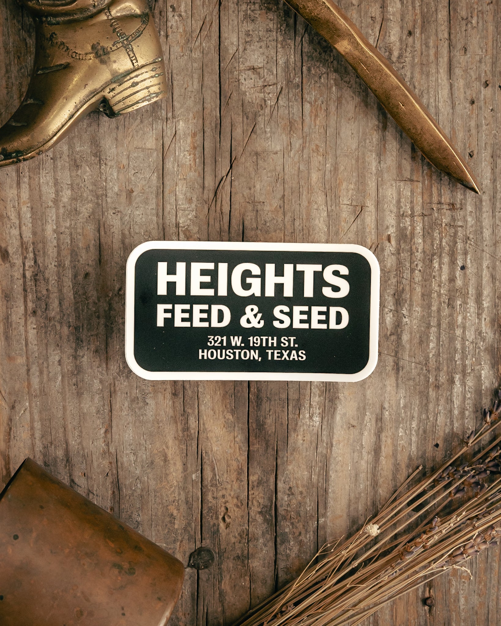Sticker | Heights Feed & Seed | White & Black | Manready Mercantile